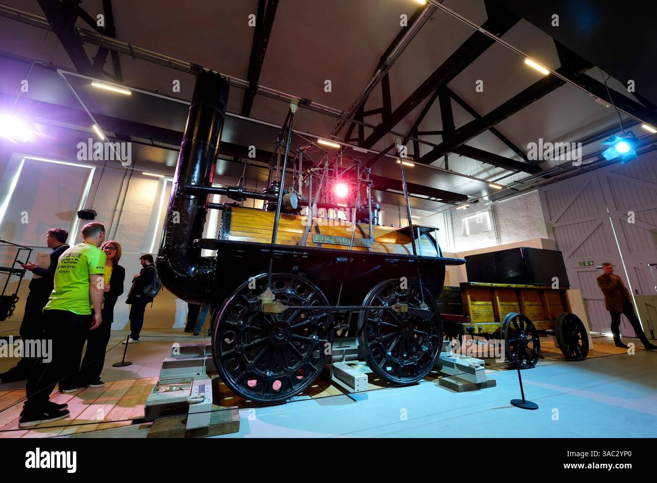 Locomotion Number 1, designed by George Stephenson, is seen during a ...