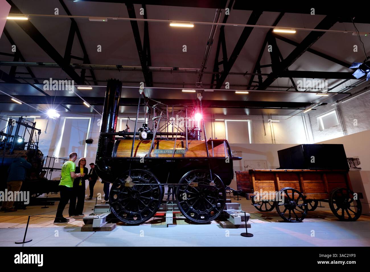 Locomotion Number 1, designed by George Stephenson, is seen during a ...
