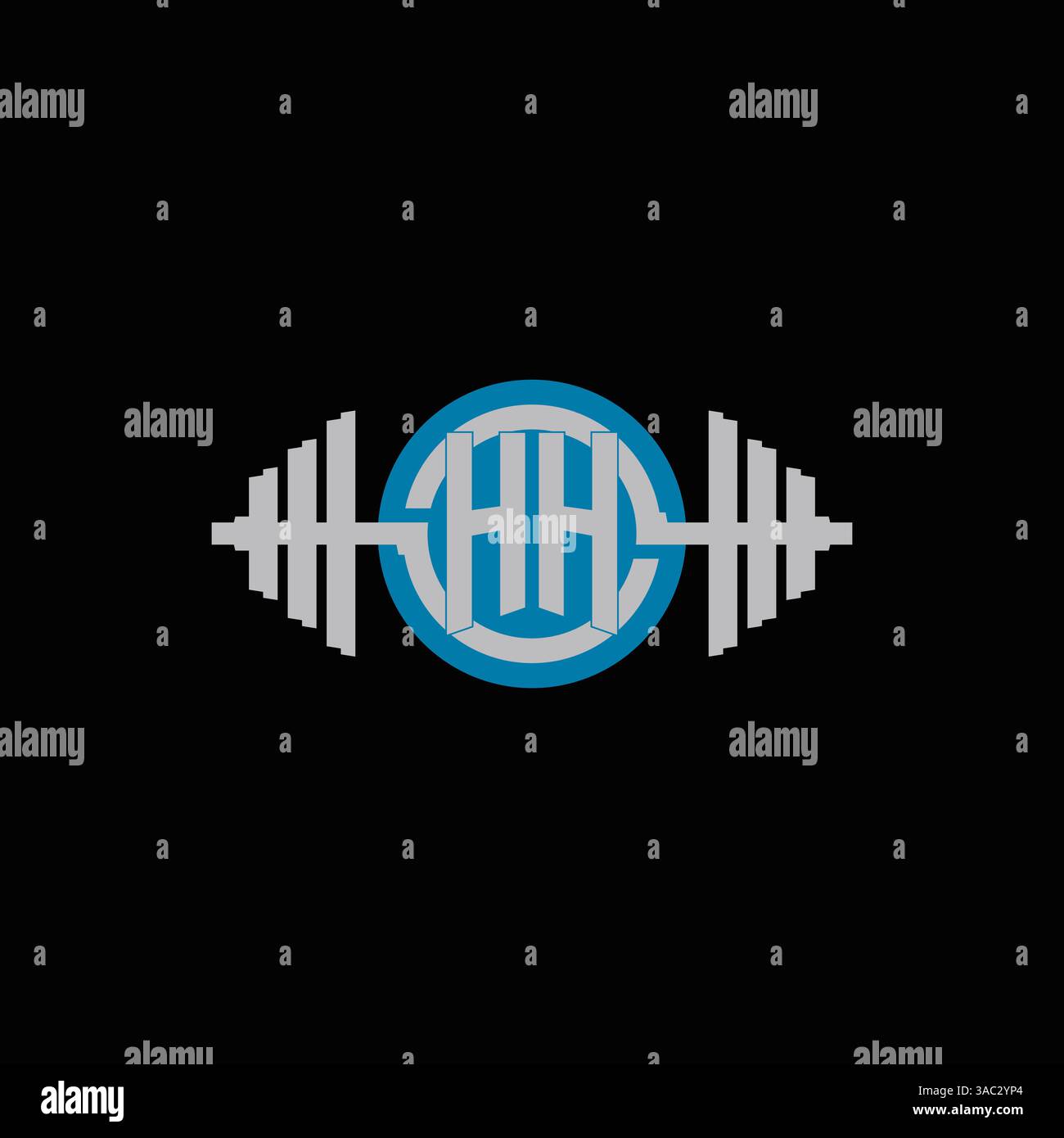 Initial HH logo design with geometric dumbbell and circle line icon ...