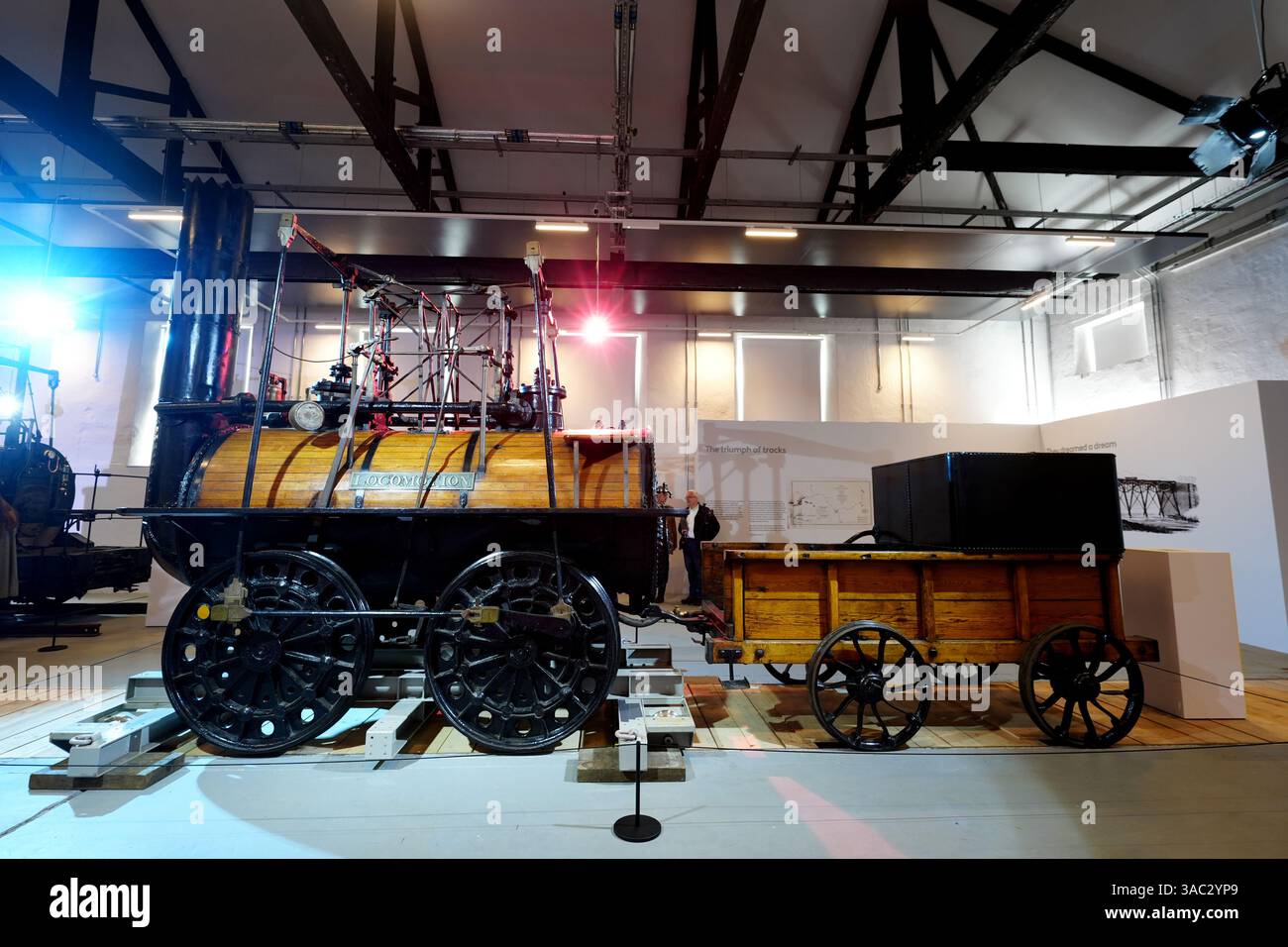 Locomotion Number 1, designed by George Stephenson, is seen during a ...