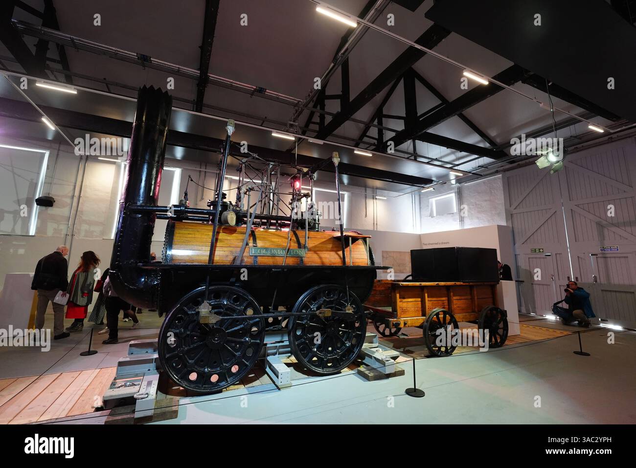 Locomotion Number 1, designed by George Stephenson, is seen during a ...