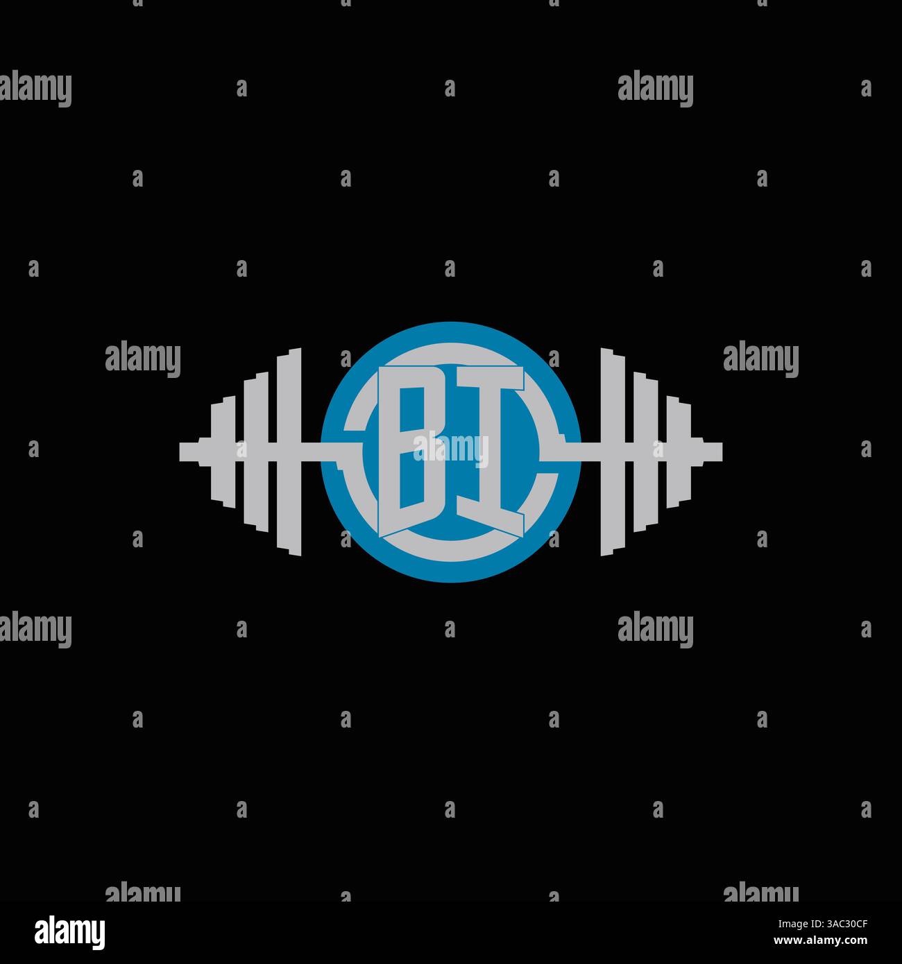 Initial BI logo design with geometric dumbbell and circle line icon ...