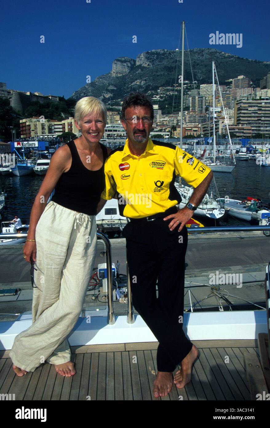 Eddie Jordan (IRE) Chief Executive Jordan Grand Prix and his wife Marie ...