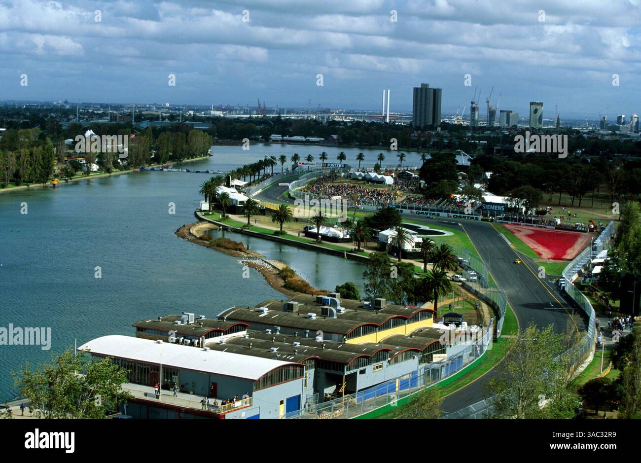 An aerial view of the Albert Park circuit in Melbourne...Formula One ...