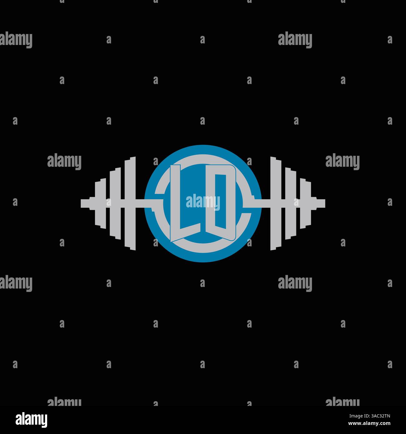 Initial LD logo design with geometric dumbbell and circle line icon ...