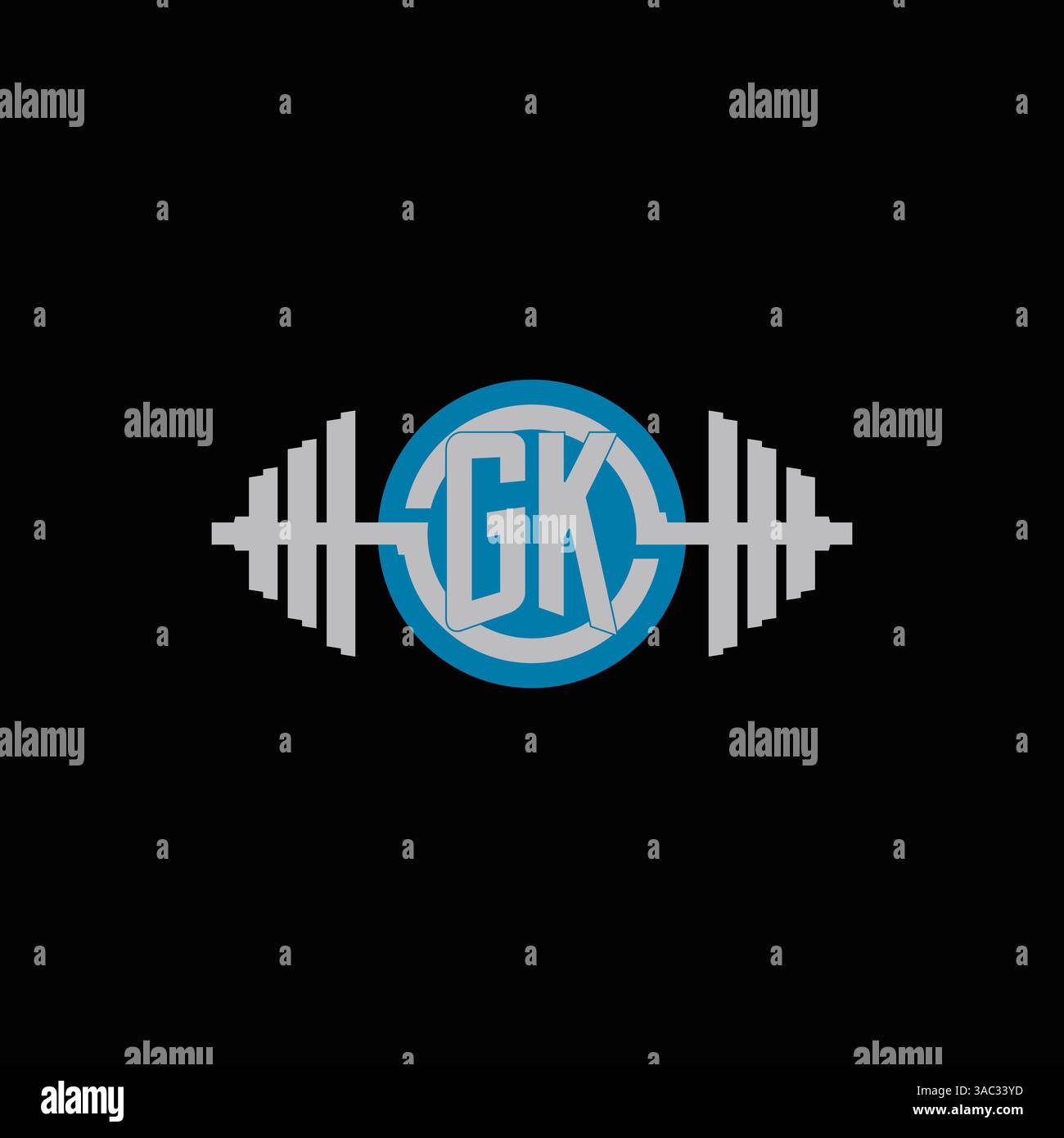 Initial GK logo design with geometric dumbbell and circle line icon ...