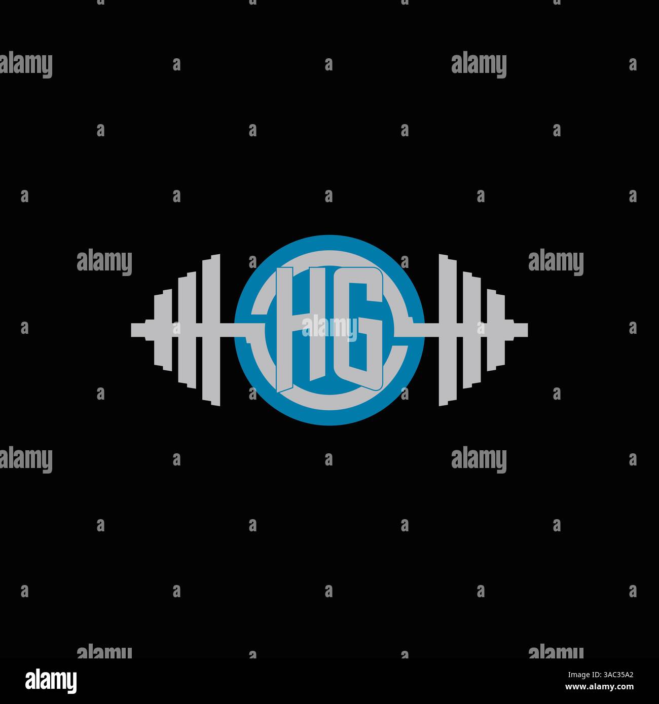 Initial HG logo design with geometric dumbbell and circle line icon ...
