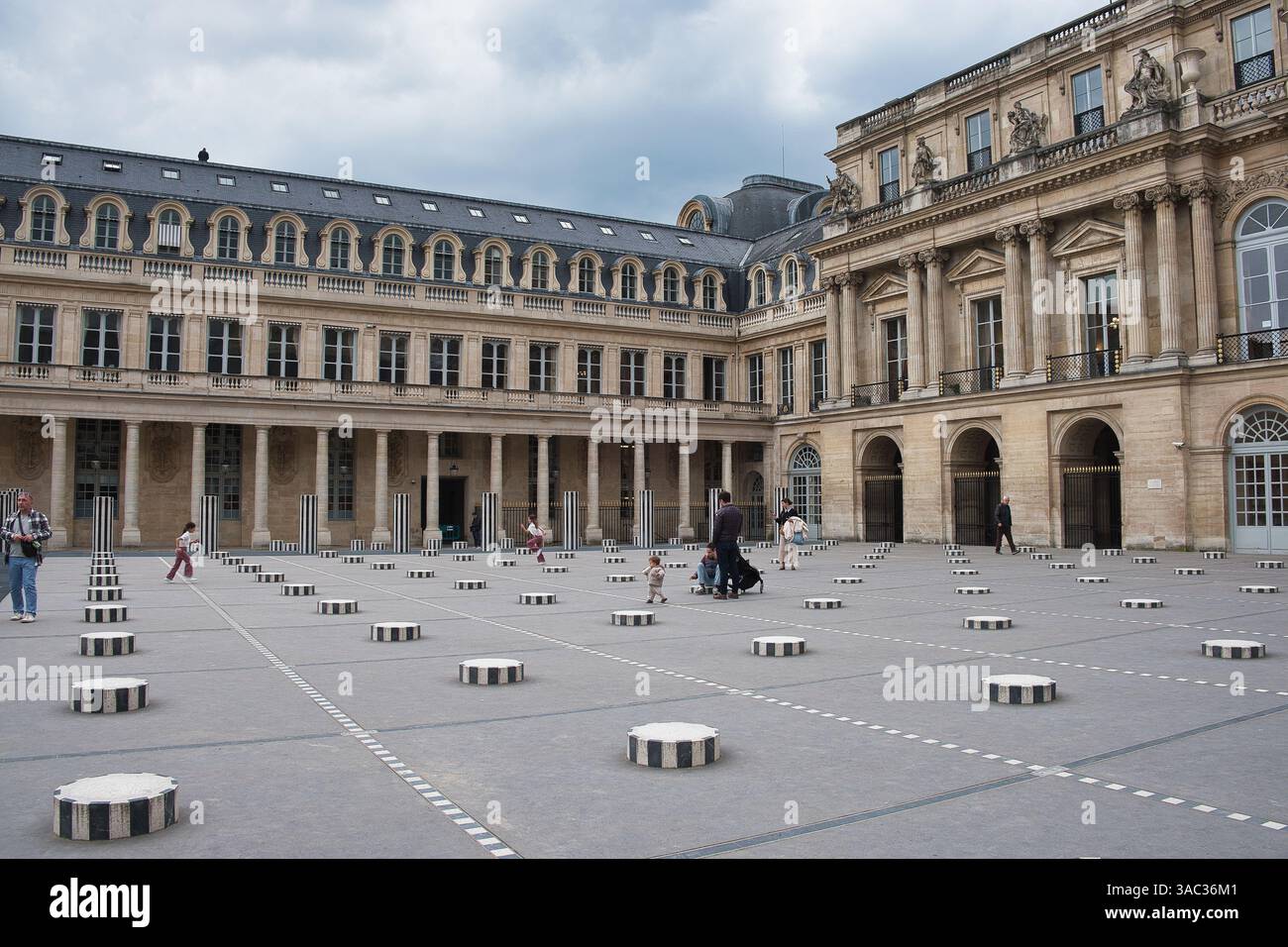 Daniel Buren's installation the Colonnes de Buren in the Cour d'Honneur ...