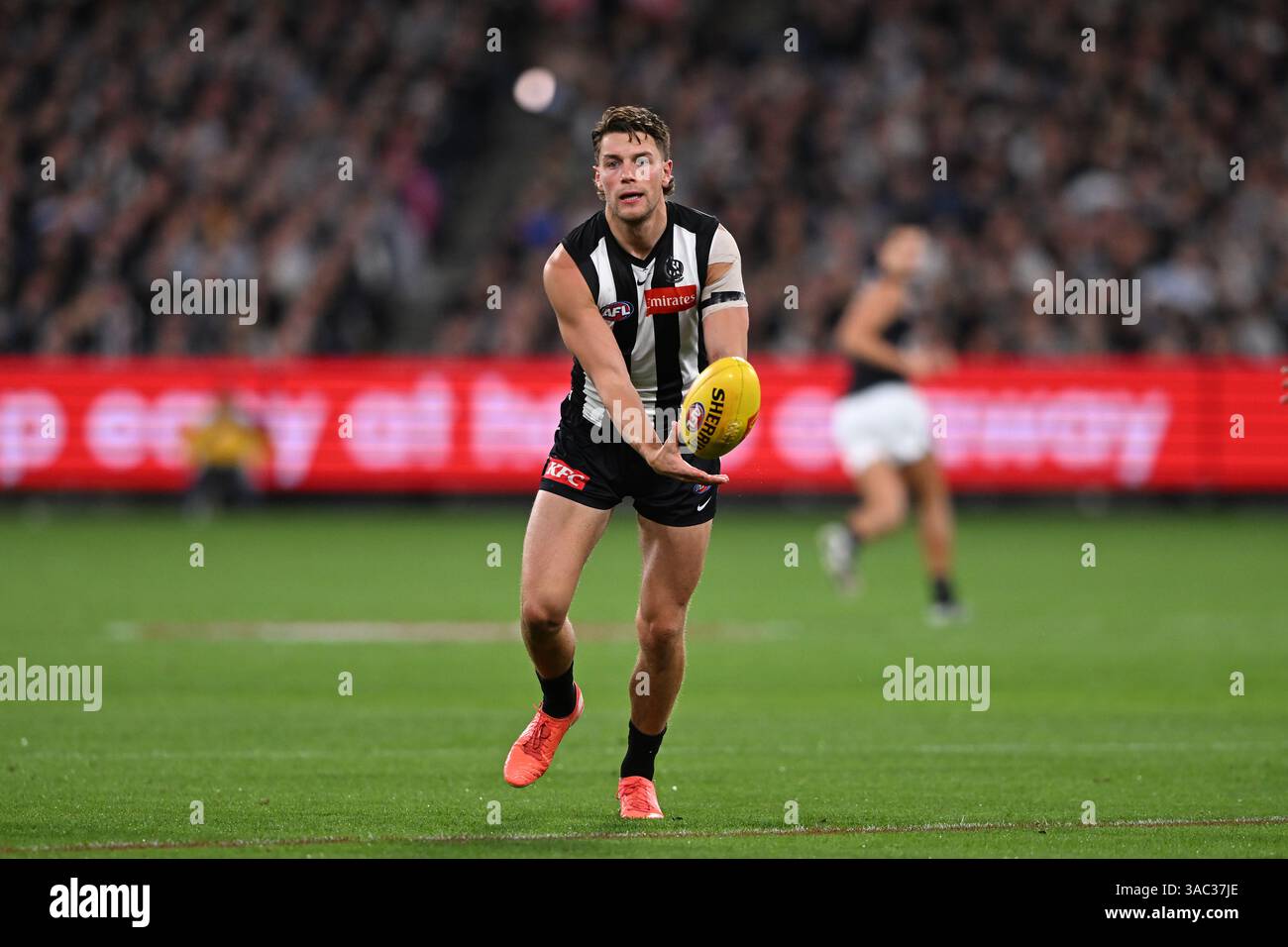 Patrick Lipinski of Collingwood in action during the AFL Round 4 match ...