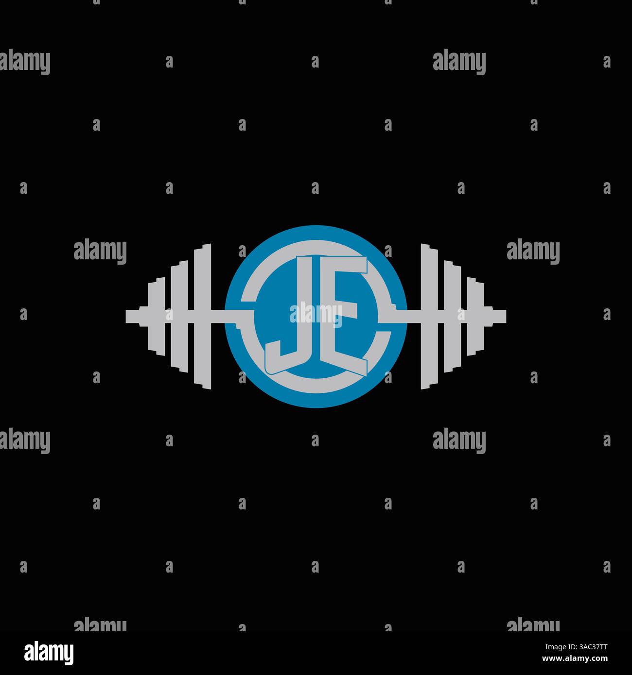 Initial JE logo design with geometric dumbbell and circle line icon ...