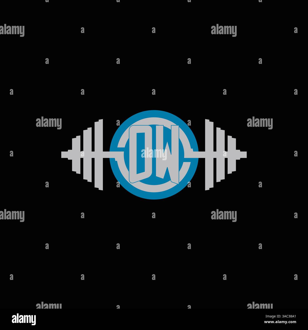 Initial OW logo design with geometric dumbbell and circle line icon ...