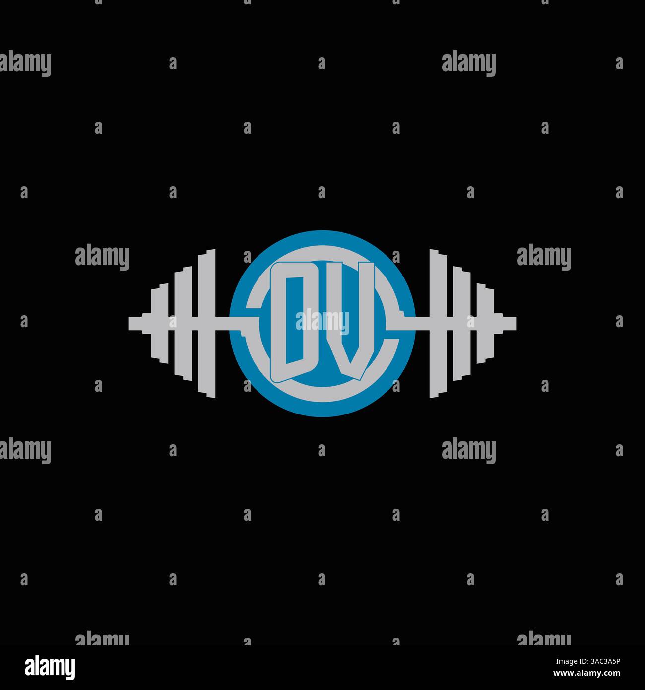 Initial OV logo design with geometric dumbbell and circle line icon ...