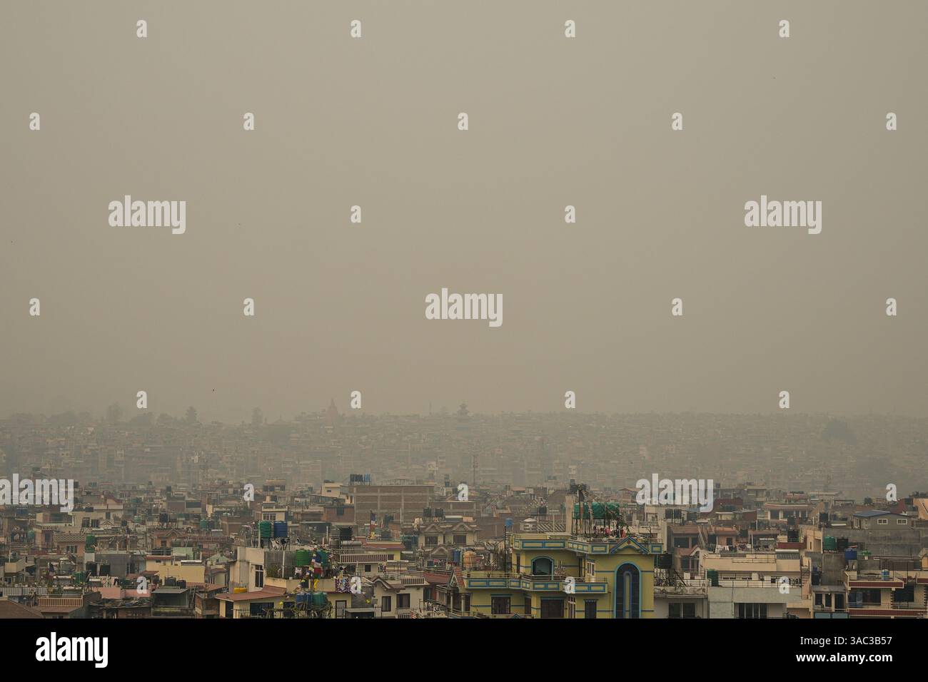 April 3, 2025, Bhaktapur, Bagmati, Nepal: Smog and air pollution in the ...
