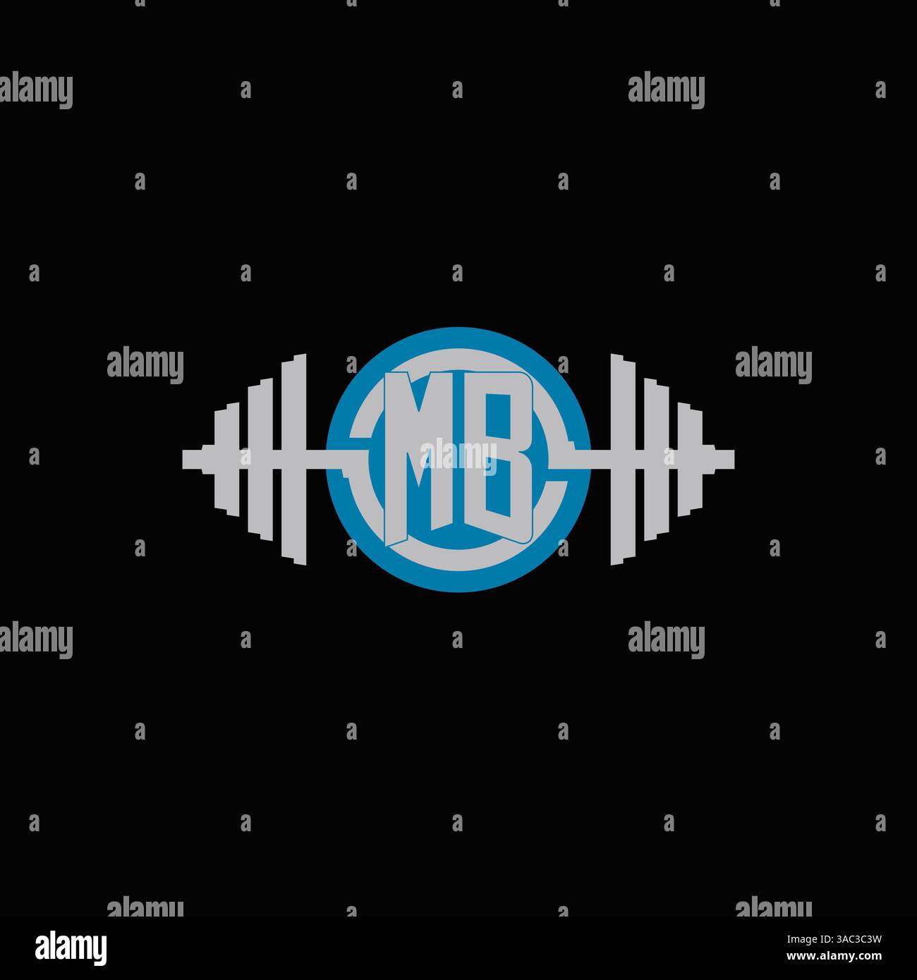 Initial MB logo design with geometric dumbbell and circle line icon ...