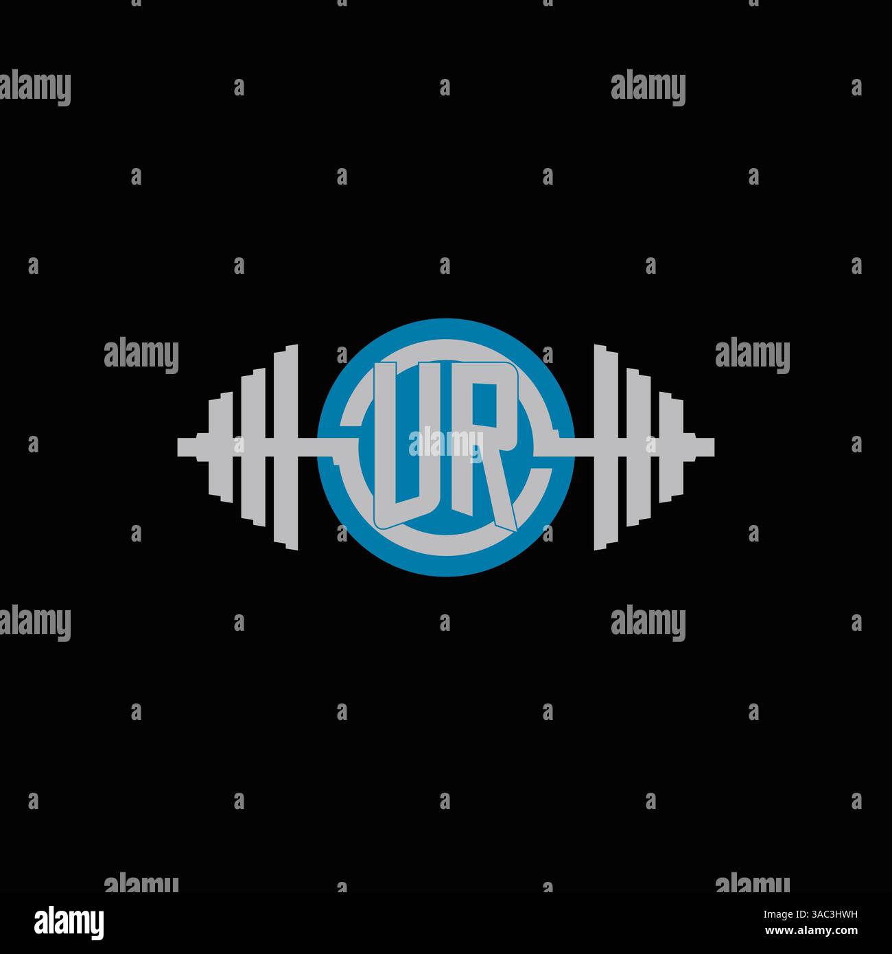 Initial UR logo design with geometric dumbbell and circle line icon ...