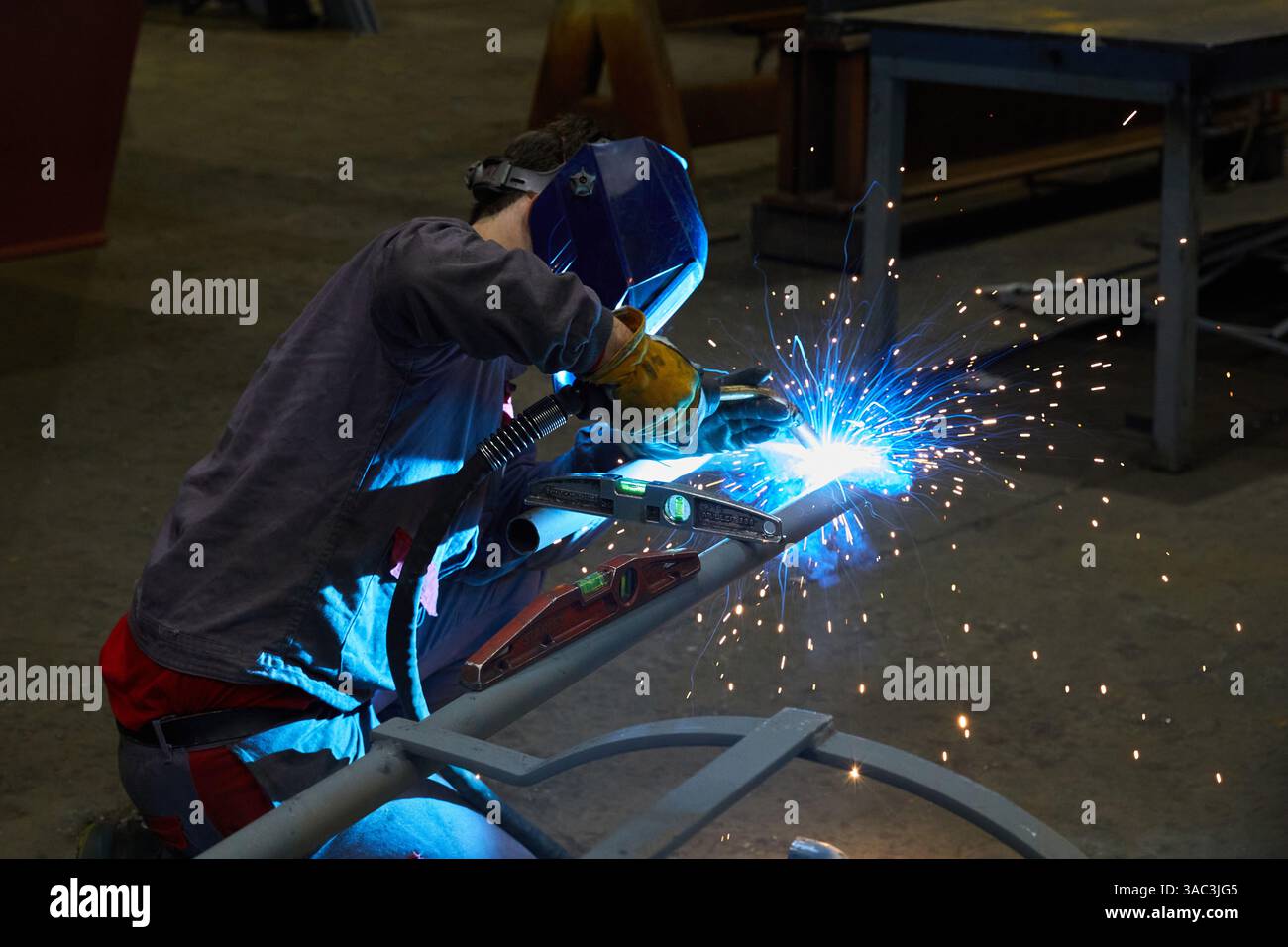 Welder working in mechanical industry, Basque country, Spain Stock ...