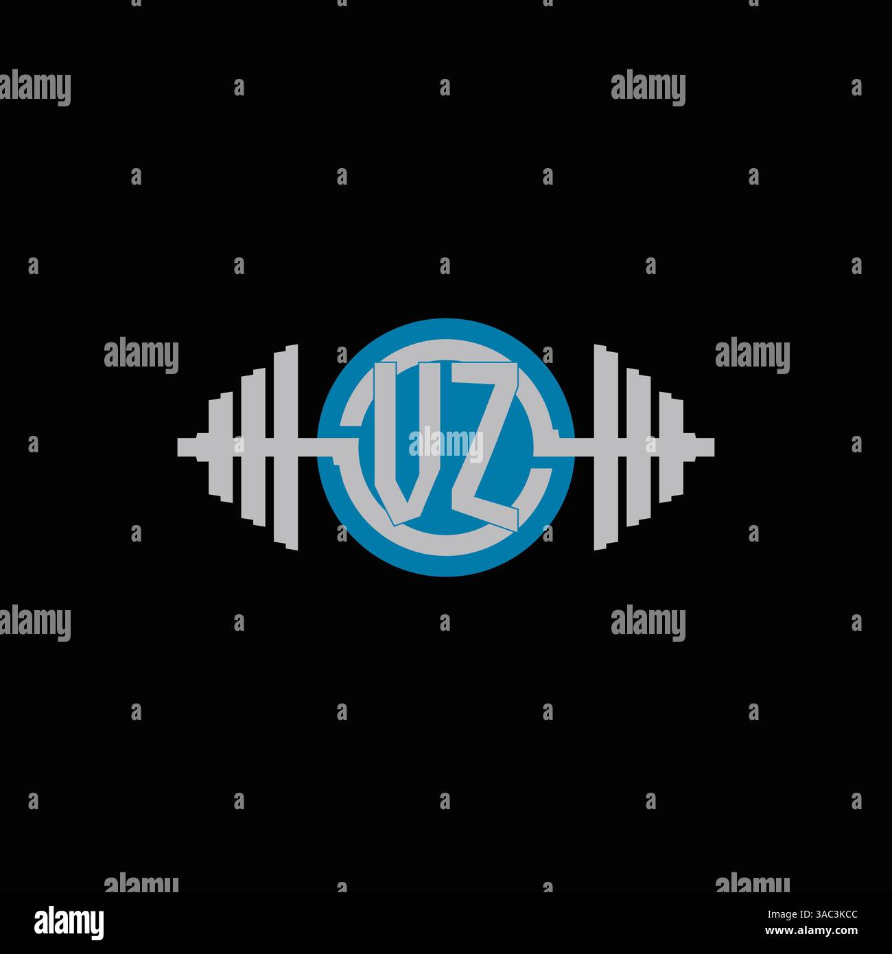 Initial VZ logo design with geometric dumbbell and circle line icon ...