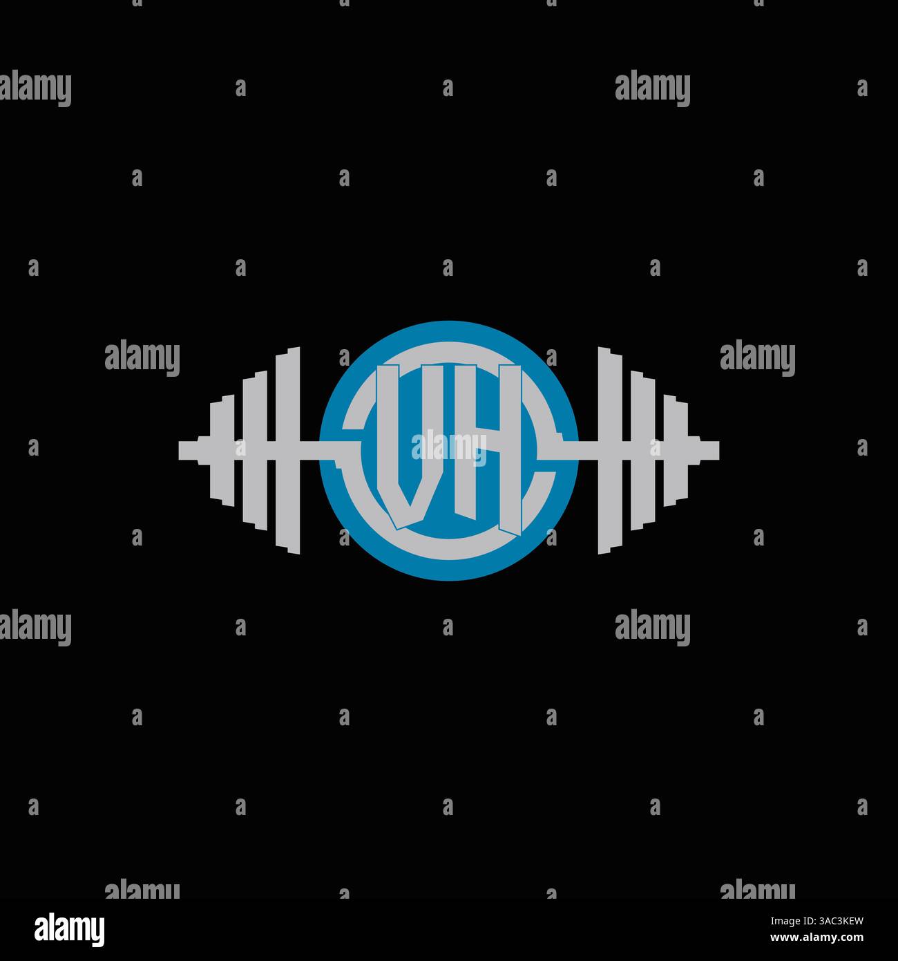 Initial VH logo design with geometric dumbbell and circle line icon ...