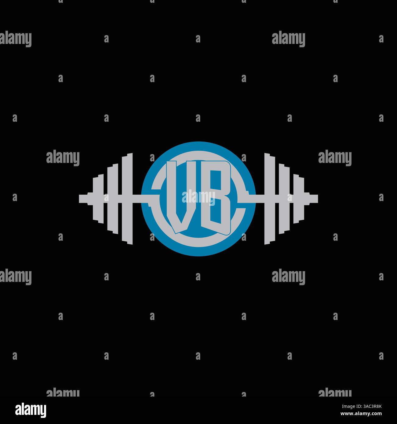 Initial VB logo design with geometric dumbbell and circle line icon ...