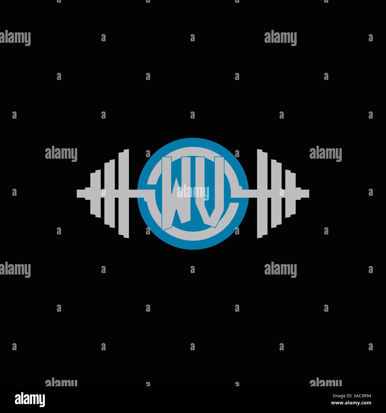 Initial WV logo design with geometric dumbbell and circle line icon ...