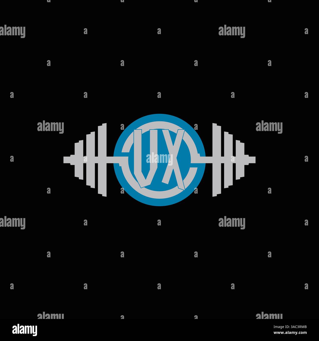 Initial VX logo design with geometric dumbbell and circle line icon ...