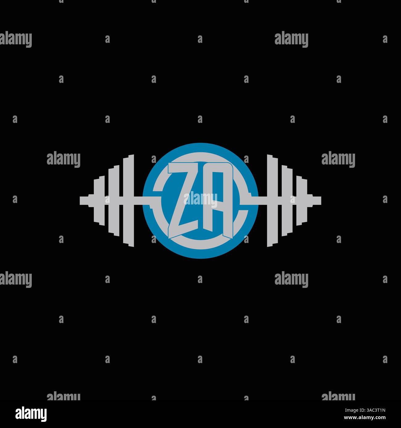 Initial ZA logo design with geometric dumbbell and circle line icon ...