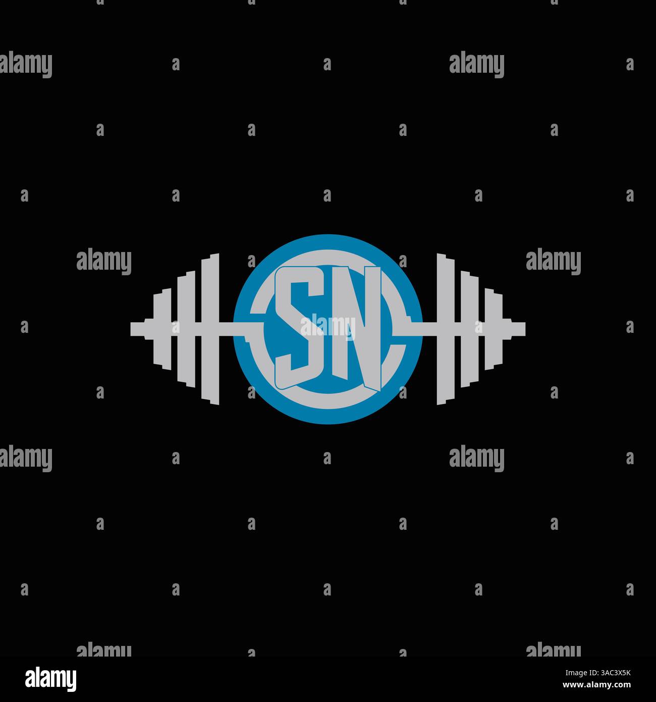 Initial SN logo design with geometric dumbbell and circle line icon ...