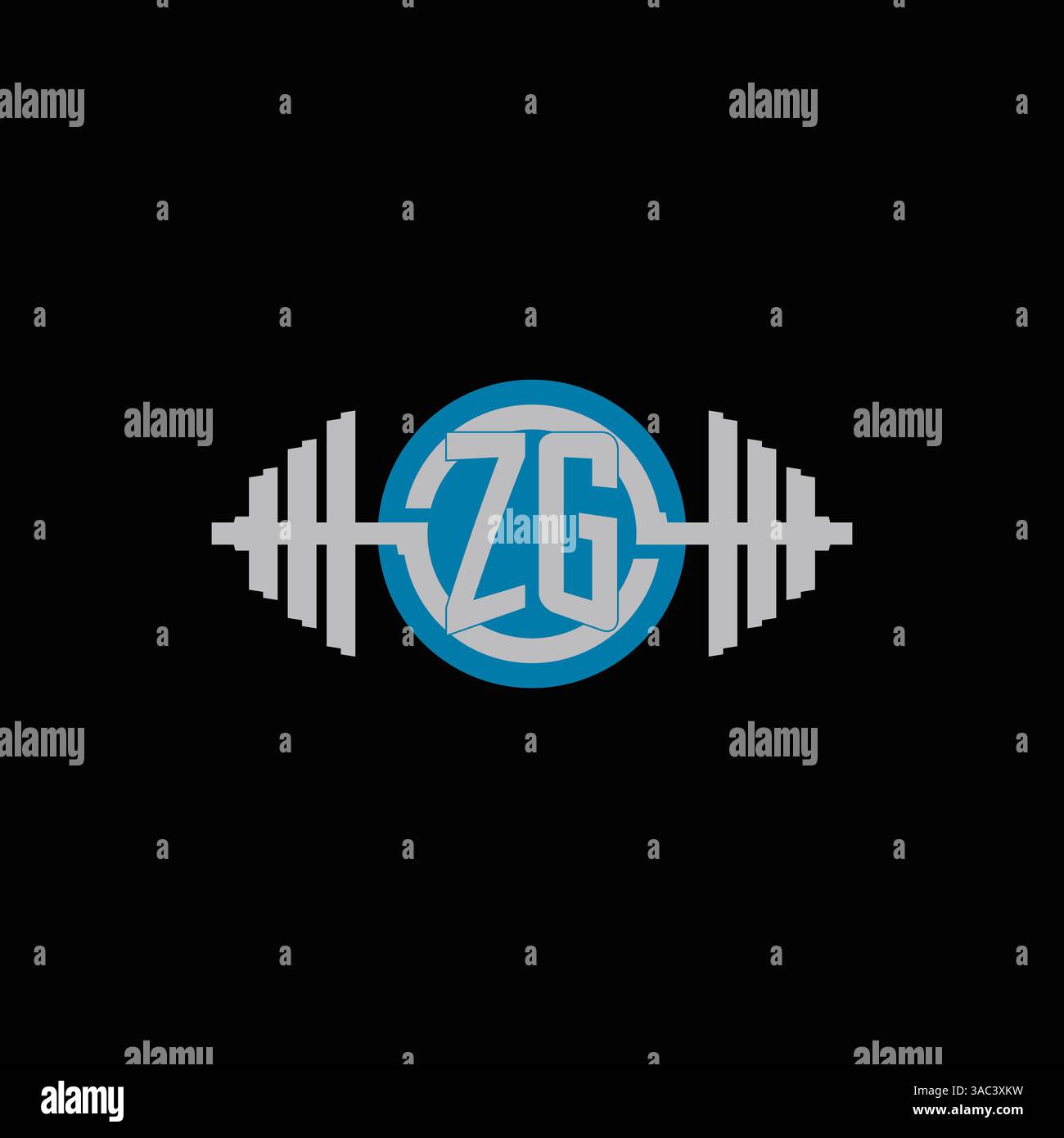 Initial ZG logo design with geometric dumbbell and circle line icon ...