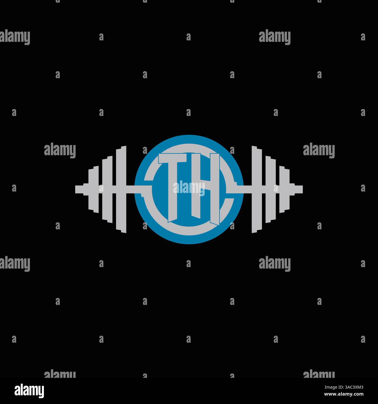 Initial TH logo design with geometric dumbbell and circle line icon ...