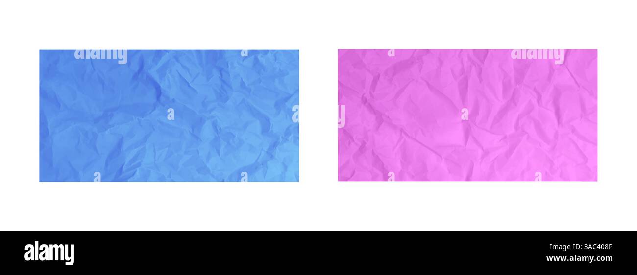 Set of crumpled colorful paper texture. Abstract pink and blue ...