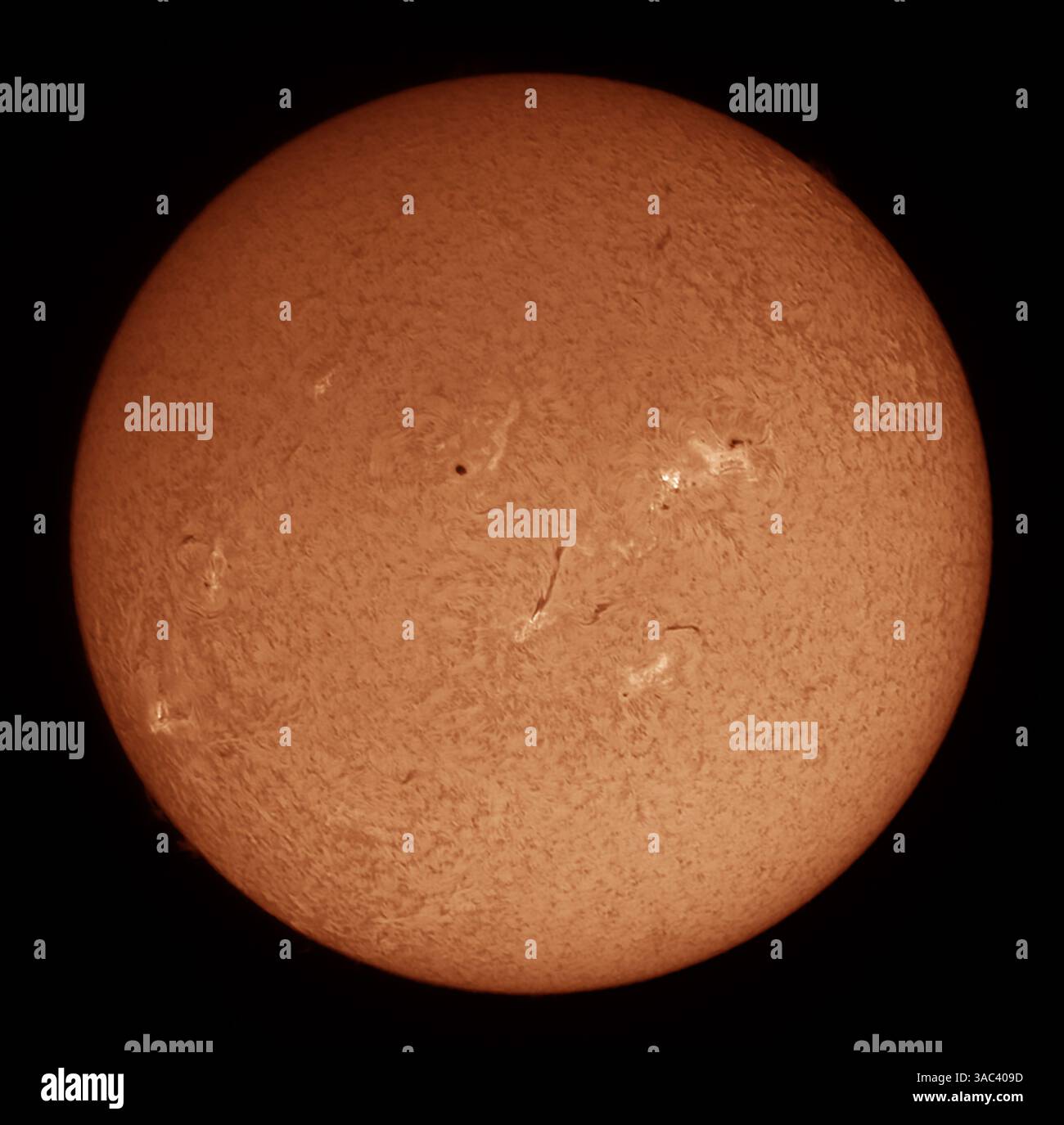 London, UK. 3rd Apr, 2025. Sun disk in Hydrogen alpha with new sunspot ...