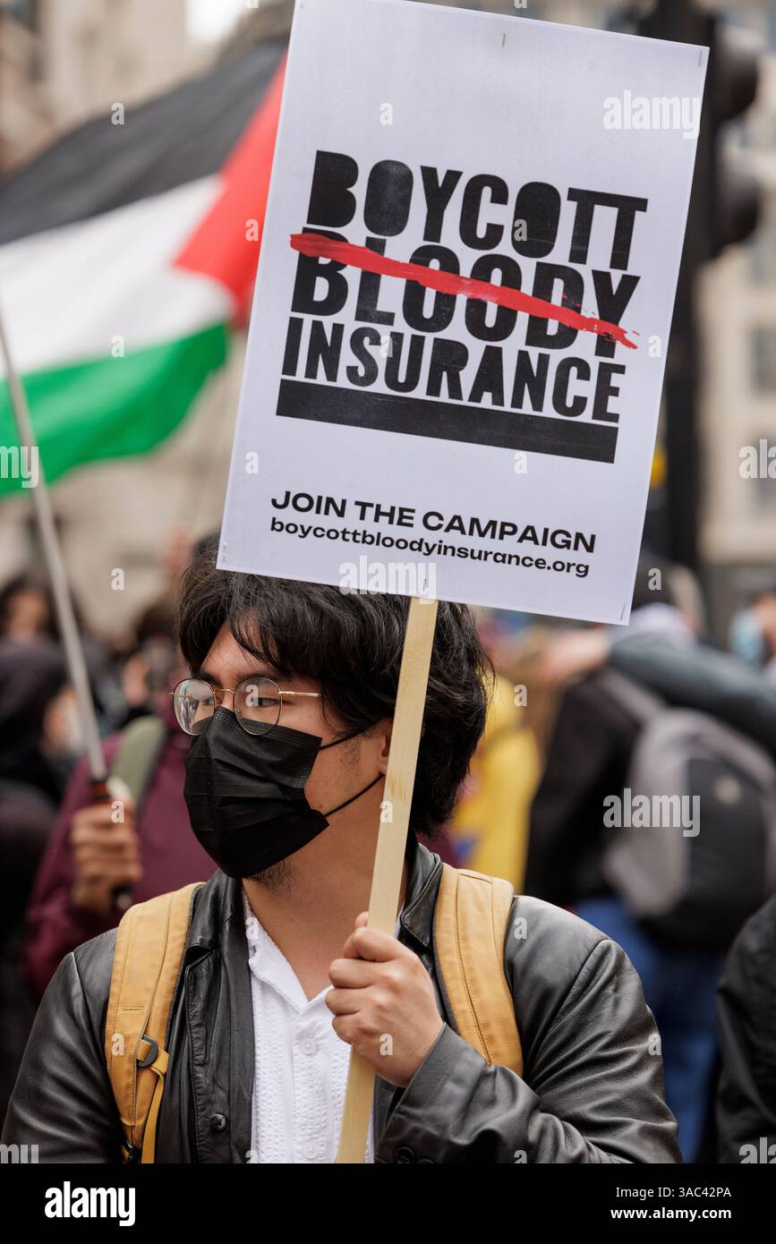 25th March 2025. Bank, City of London. Boycott Bloody Insurance protest ...