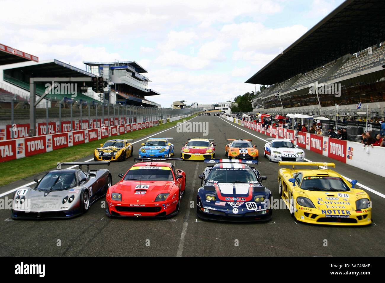 The GT Le Mans cars line up. L-R from rear: Racesport Salisbury TVR ...