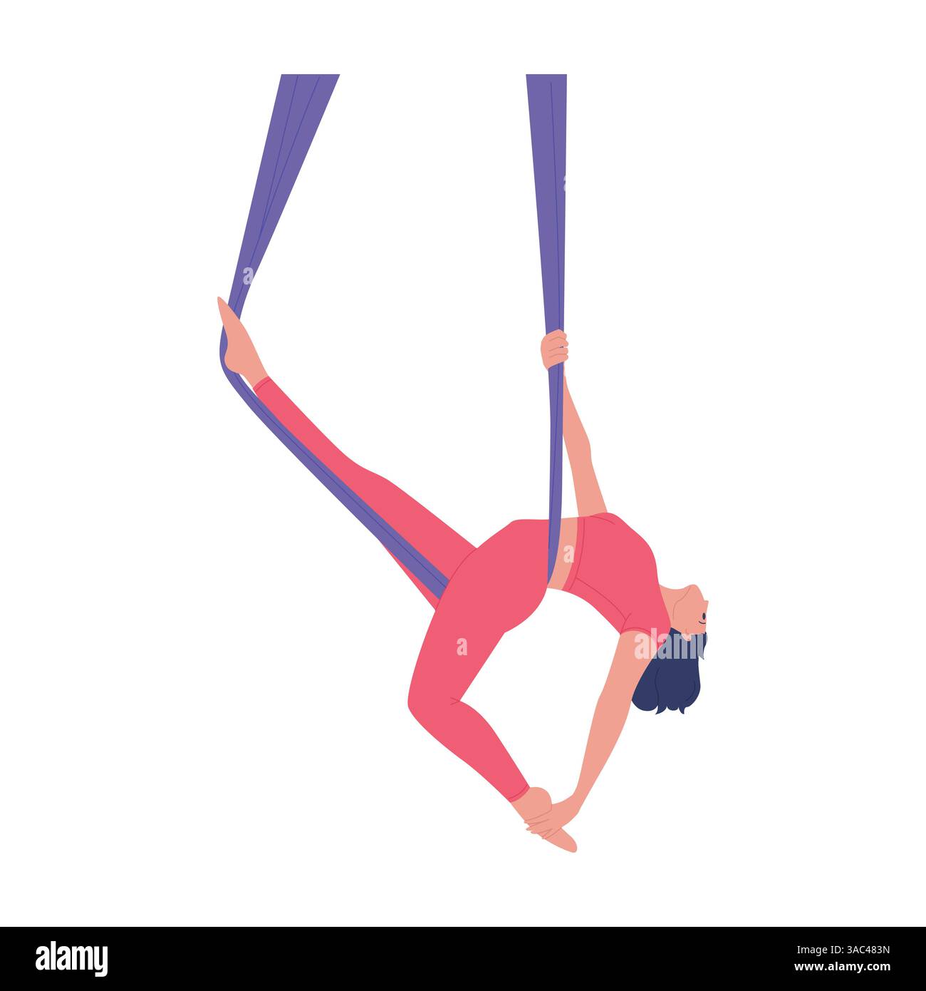 A skilled acrobat showcases flexibility and strength on aerial silks ...
