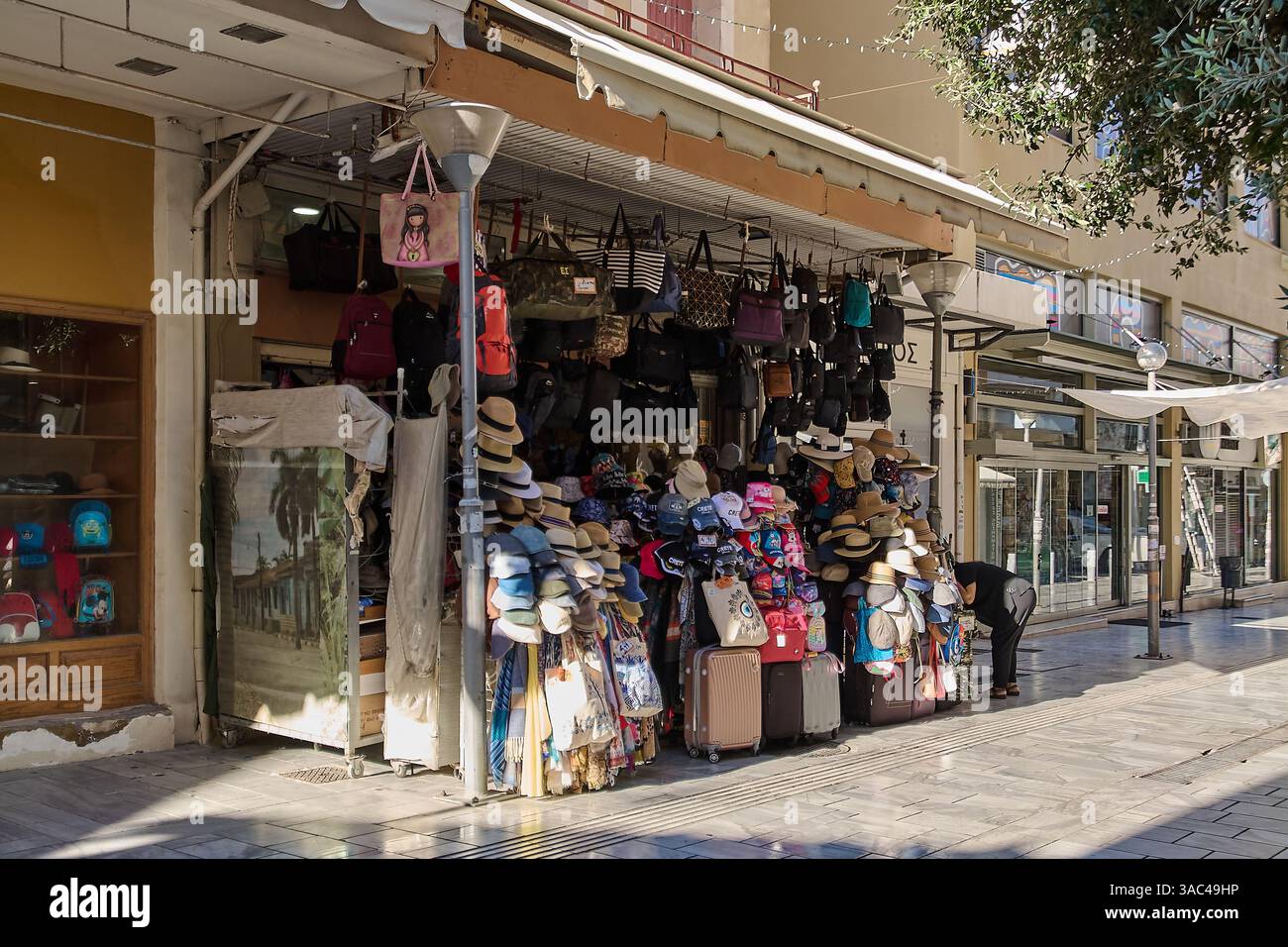 Crete.Greece - april 03, 2025: Vibrant street store featuring stacked ...