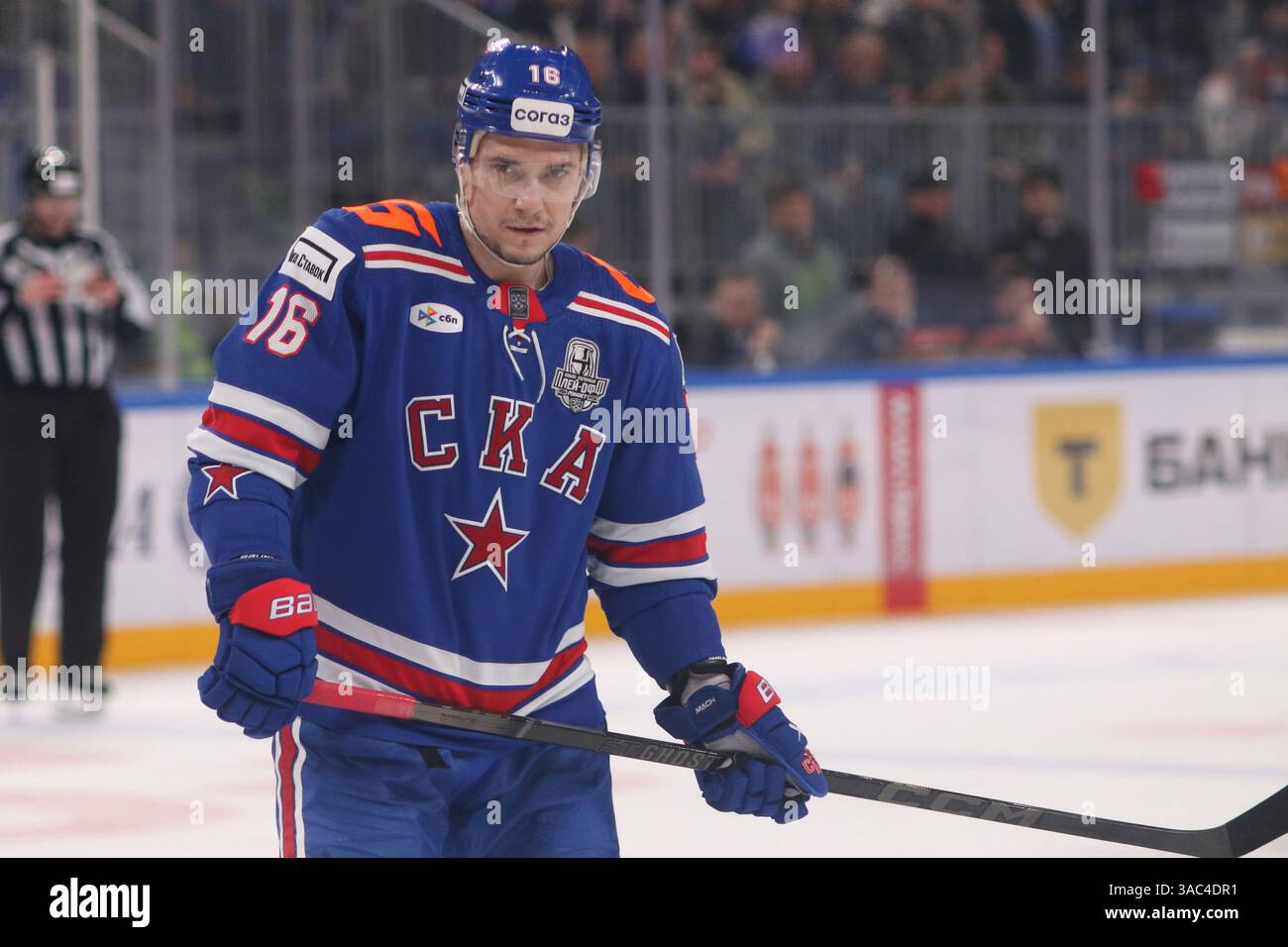Saint Petersburg, Russia. 02nd Apr, 2025. Sergei Plotnikov (16) of SKA Hockey Club seen in ...