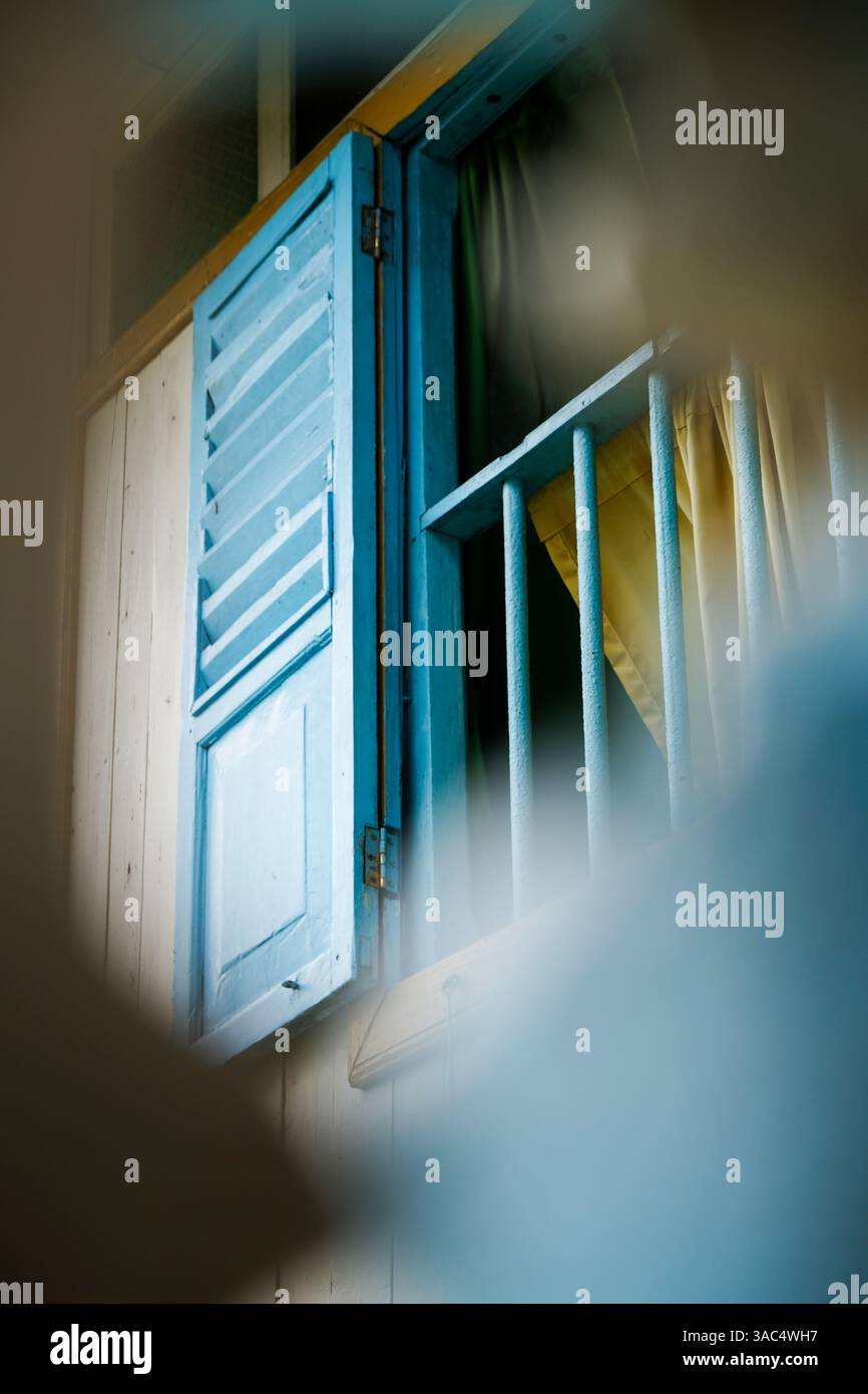 Close-up window of Tuan Kadi's historic house in Pekanbaru, Riau Stock ...