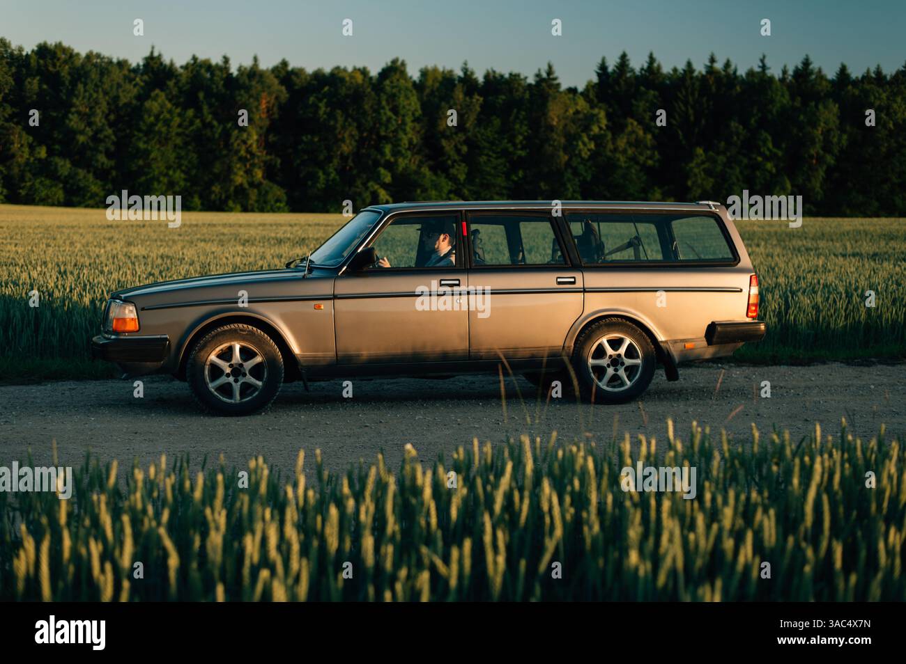 Retro Volvo Station Wagon in the Field. High quality photo Stock Photo ...