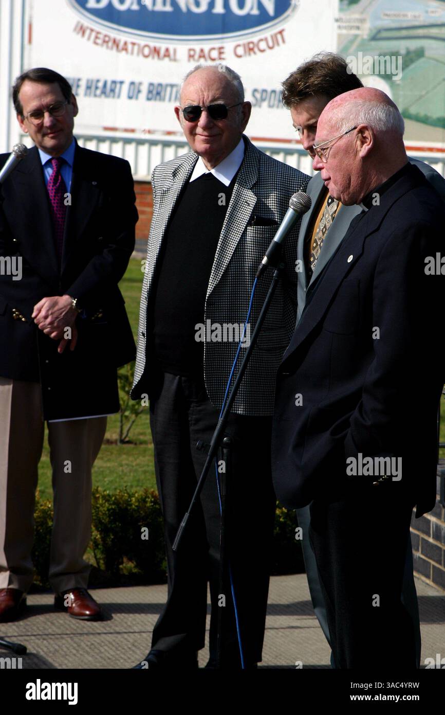 L to R): Host, Simon Taylor with Donington Park owner, Tom Wheatcroft ...