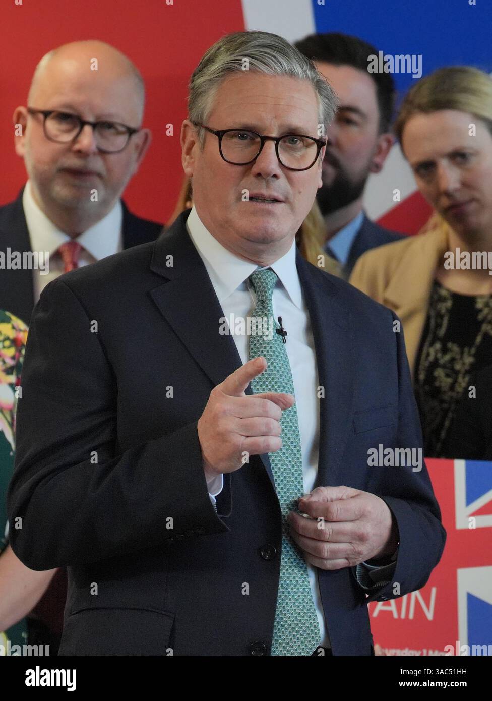 Prime Minister Sir Keir Starmer, speaking at a distribution centre for Peak Pharmacy, in ...