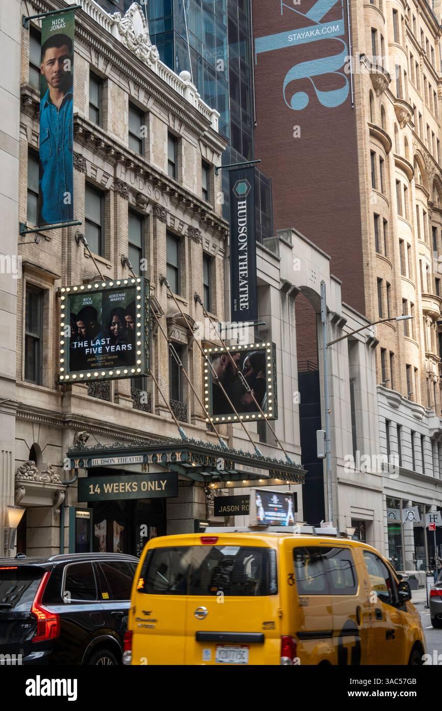 Hudson Theatre Marquee "The Last Five Years" at the Millennium Broadway ...