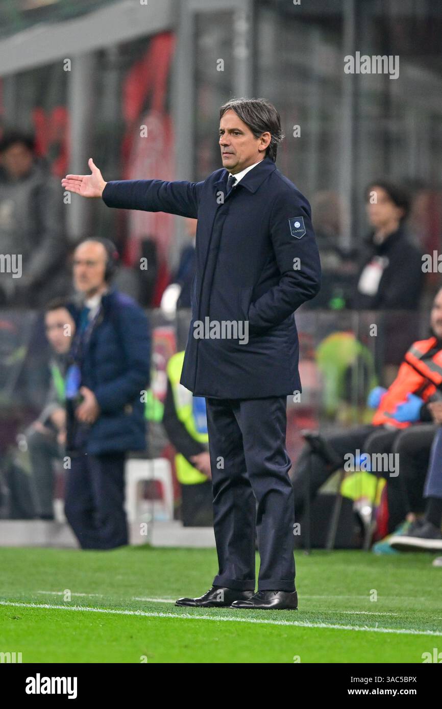 Milano, Italy. 02nd Mar, 2025. Head coach Simone Inzaghi of Inter seen ...