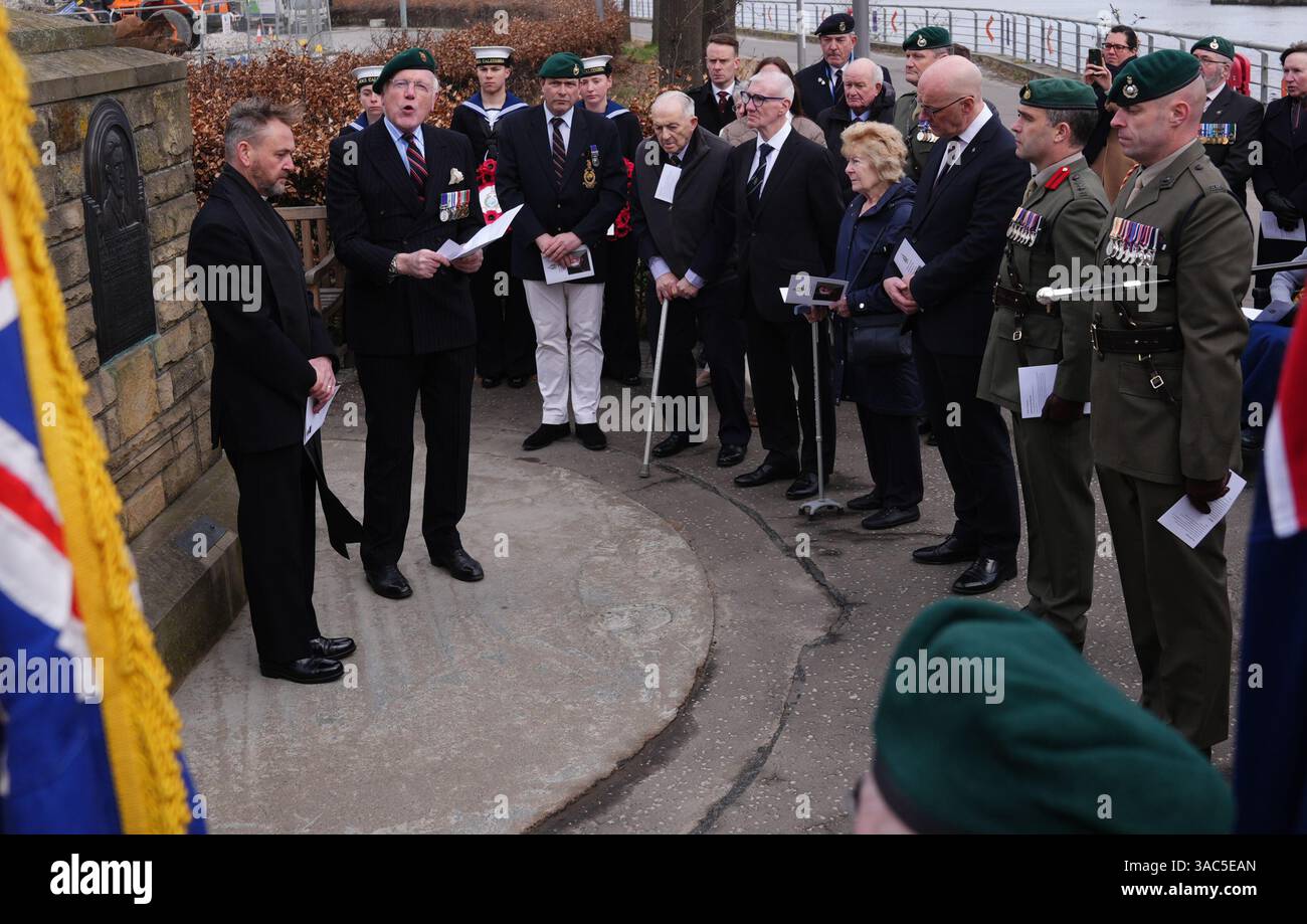 Brigadier retired Ian Gardiner speaks during a service ahead of First ...