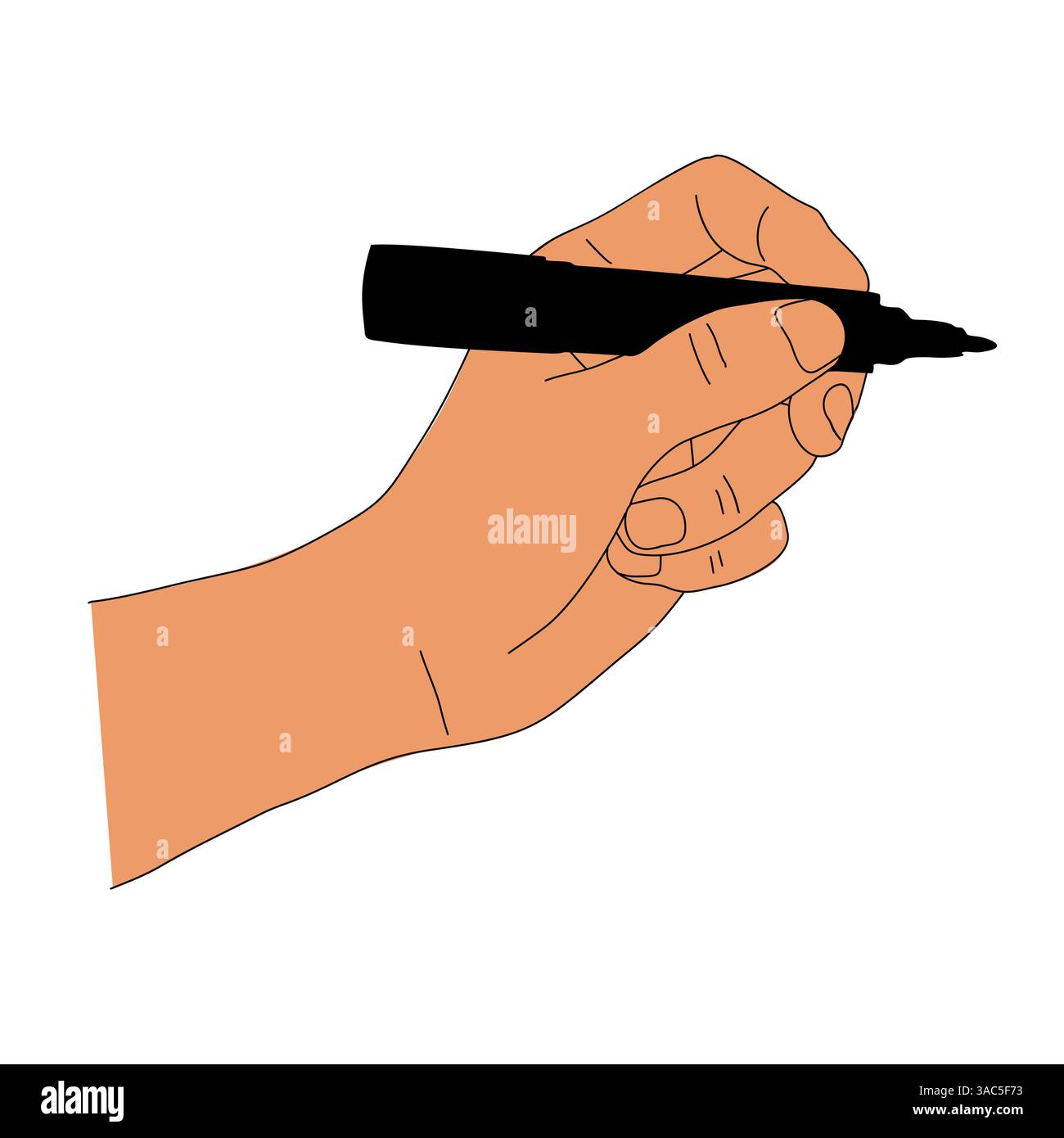 Hand holding marker, highlighter vector on white Stock Vector Image ...