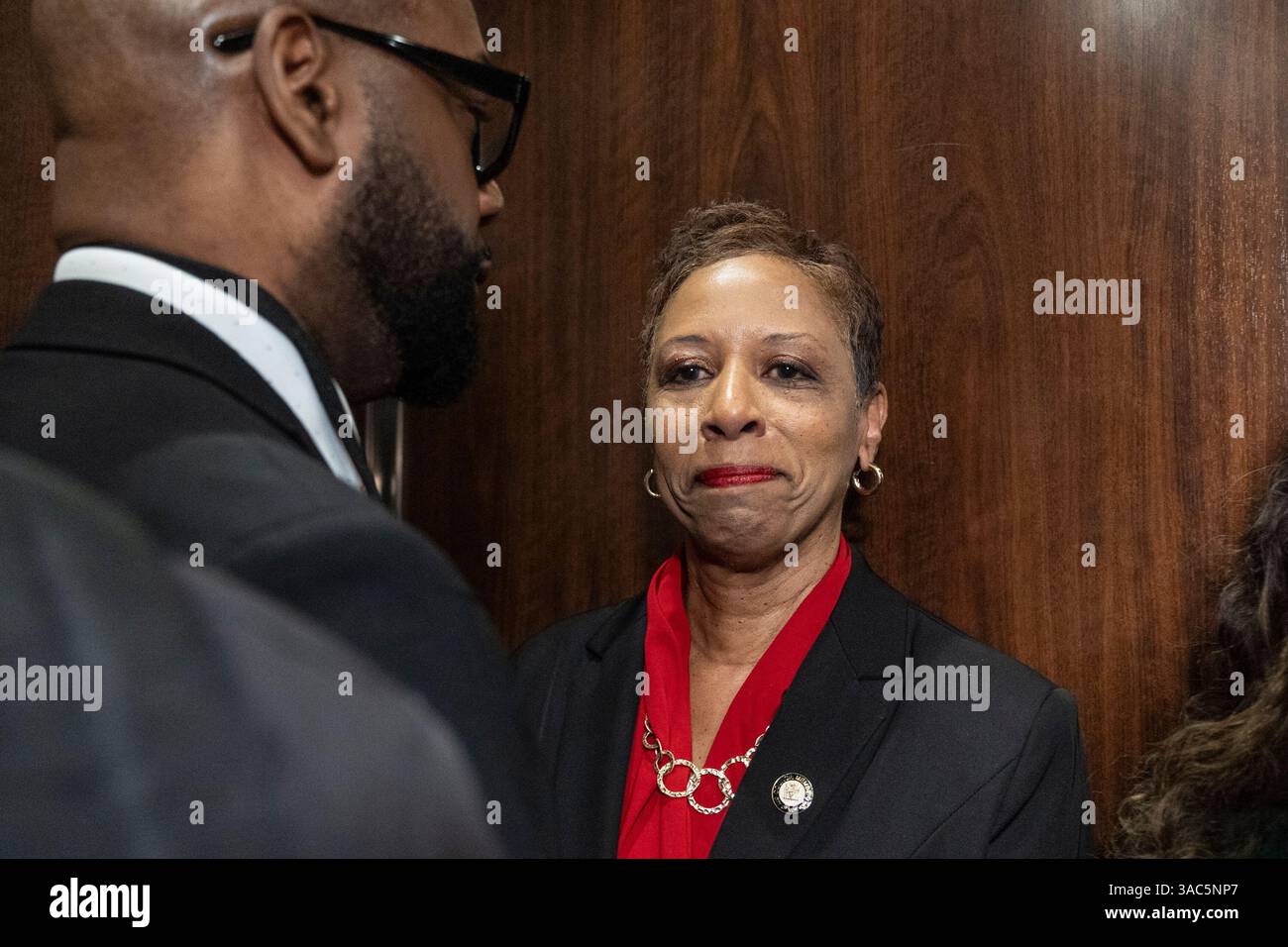 City Council Speaker Adrienne Adams seen leaving the opening of 2025 ...