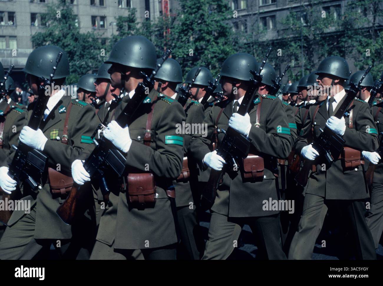 Aug 09, 1983 - Santiago, Chile - Military police. Pro Pinochet Protest ...