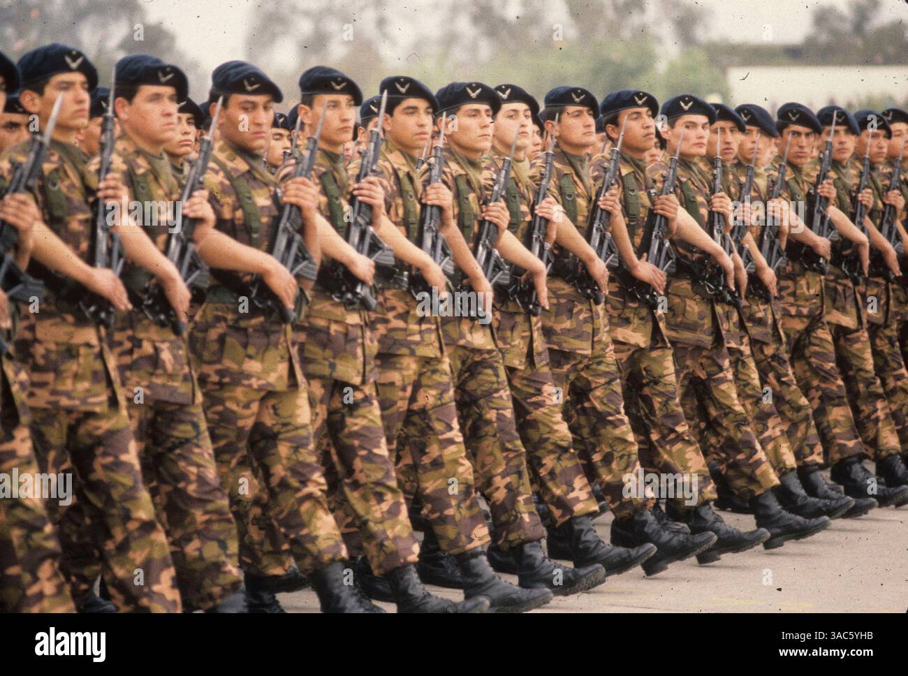Aug 09, 1983 - Santiago, Chile - Military police. Pro Pinochet Protest ...