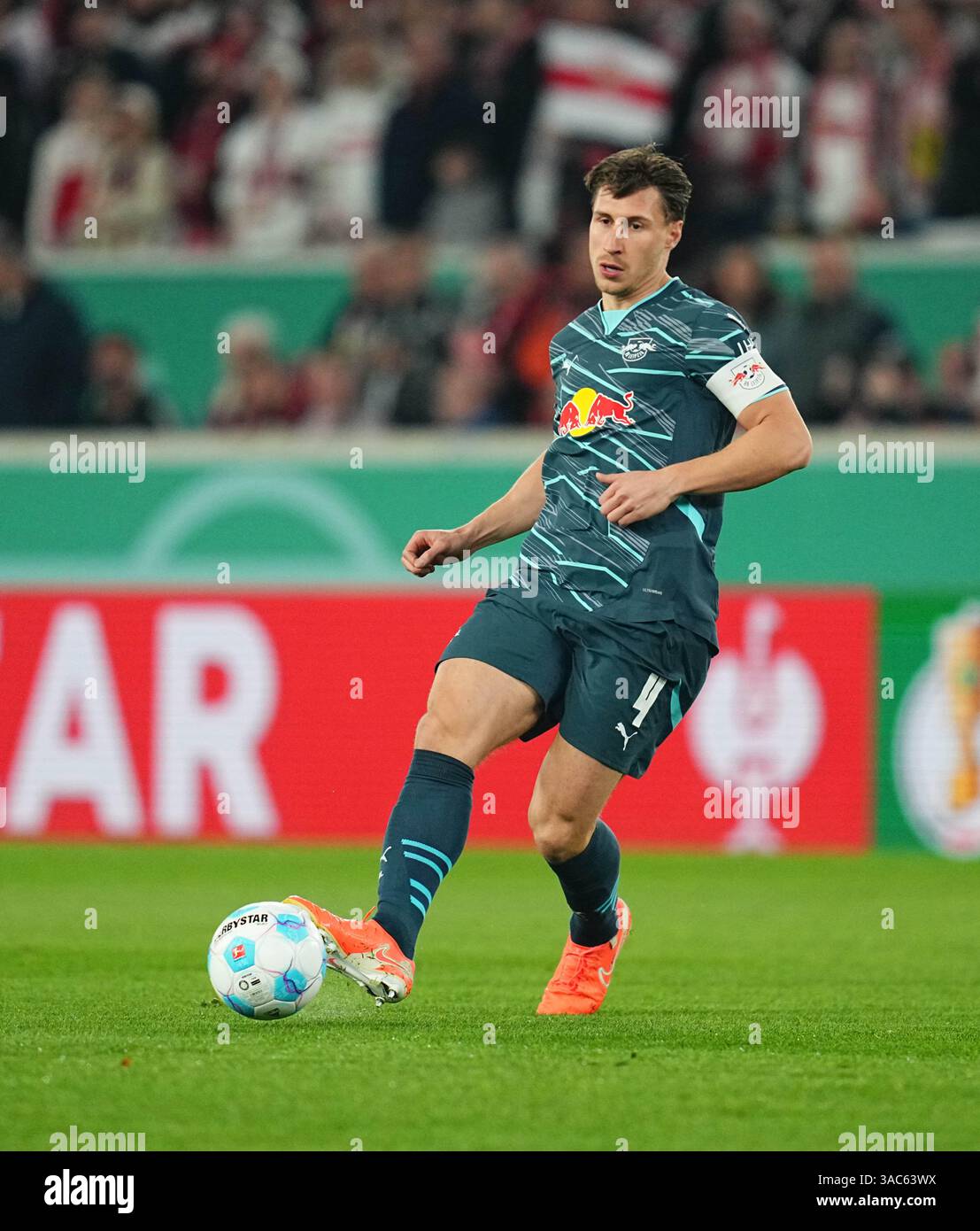 MHP Arena, Stuttgart, Germany. 02nd Apr, 2025. Willi OrbÃ¡n of RB Leipzig controls the ball ...