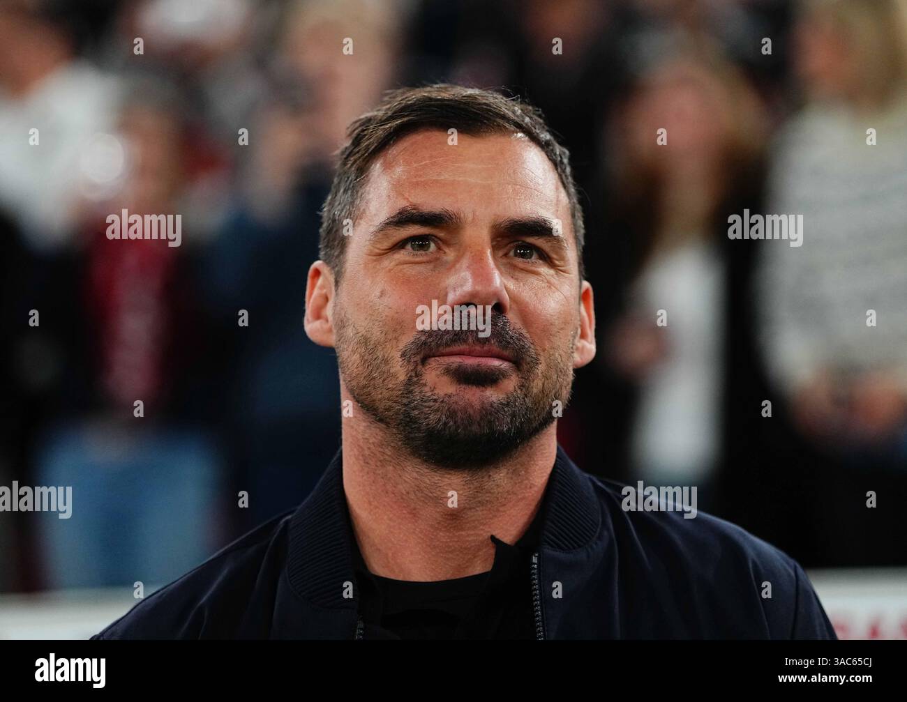 MHP Arena, Stuttgart, Germany. 02nd Apr, 2025. Zsolt LÃ¶w of RB Leipzig looks on during a DFB ...