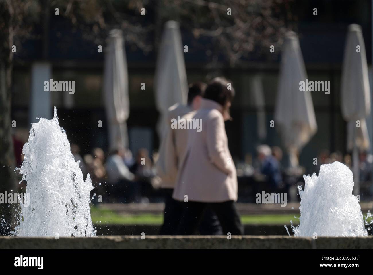 Stuttgart, Germany. 03rd Apr, 2025. People walk through the Schlosspark ...